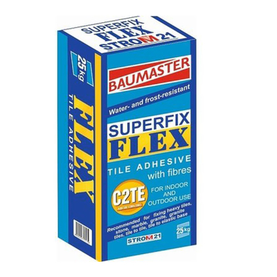 Лепило Strom циментово за плочки гъвкаво 25 кг, сиво, Superfix Flex ...